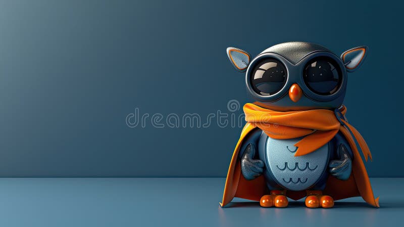 Owl in Goggles and Superhero Cape. Stock Illustration - Illustration of ...