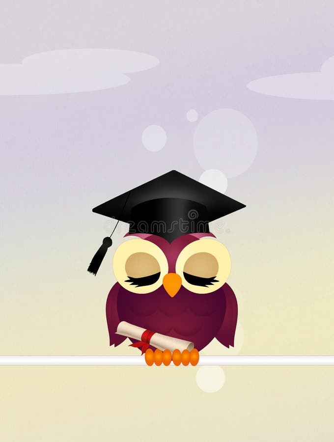 Owl graduate stock illustration. Illustration of school - 70127068