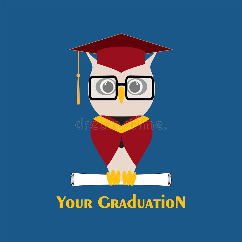 Owl in a Graduate Hat, Master Cap Holds a Graduate Certificate, Paper ...