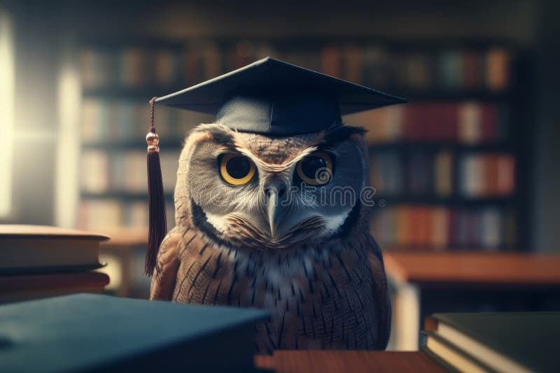 Owl Graduation Cap. Generate Ai Stock Illustration - Illustration of ...