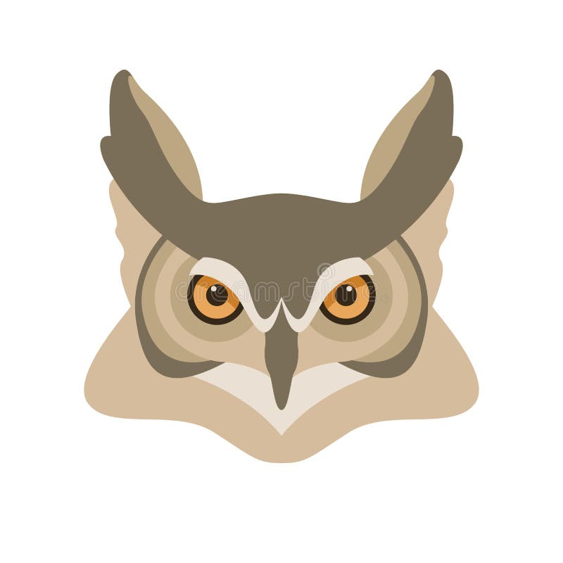 Owl Head Face Vector Illustration Flat Style Front Stock Vector ...
