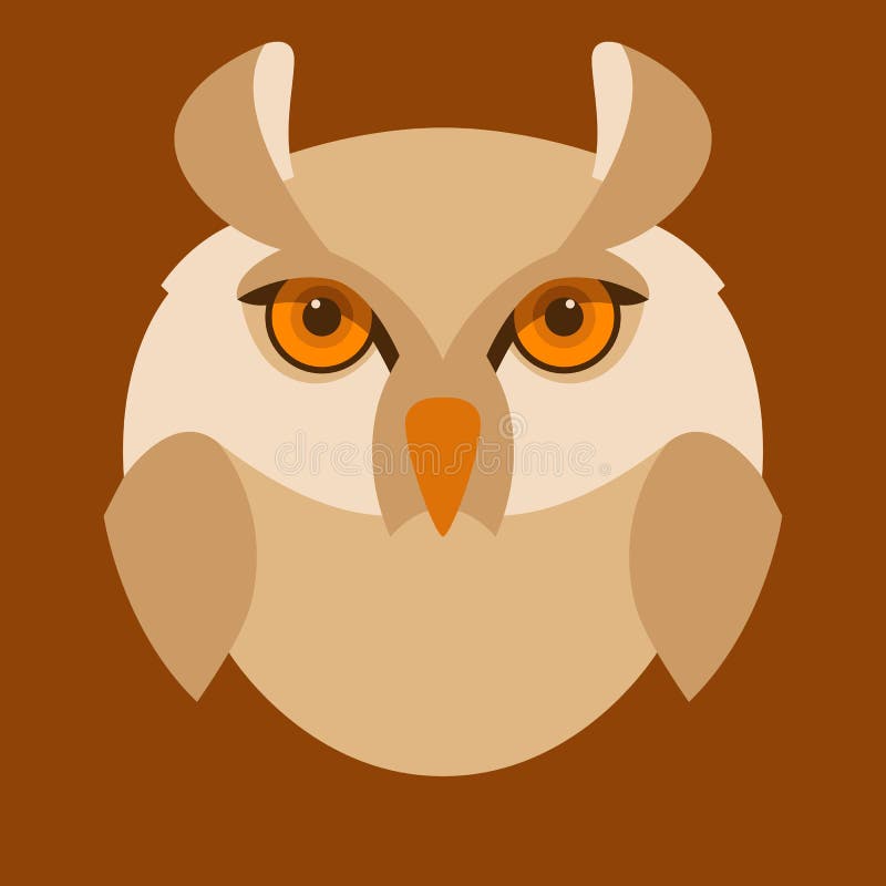 Owl Head Face Vector Illustration Flat Style Front Stock Vector ...