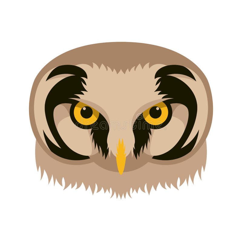 Owl Head Face Vector Illustration Flat Style Front Stock Vector ...