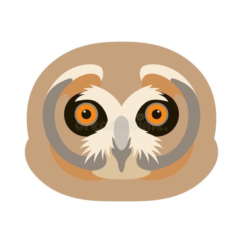 Owl Head Face Vector Illustration Flat Style Front Stock Vector ...