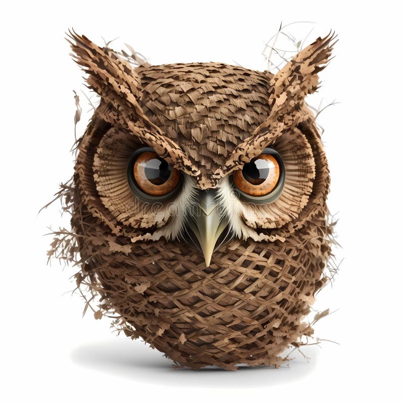 Owl Head in Wicker Style. Generative AI Stock Illustration ...