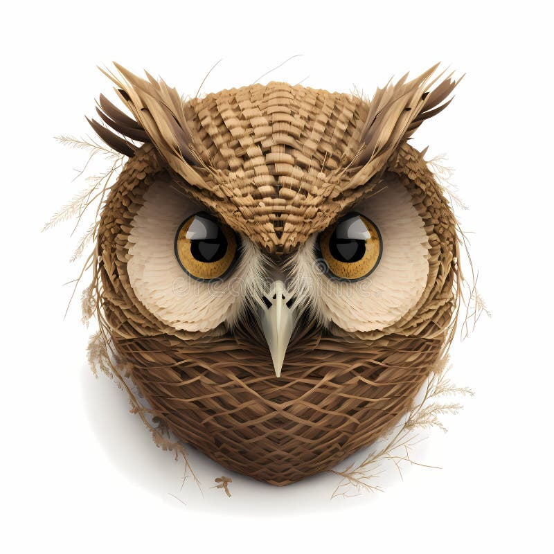 Owl Head in Wicker Style. Generative AI Stock Illustration ...
