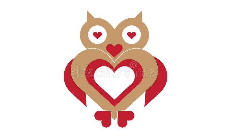 Owl with red heart stock vector. Illustration of background - 191498390