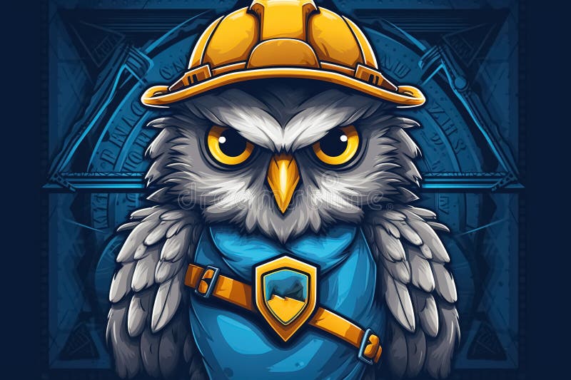 Owl in Helmet, Happy Labor Day. Stock Illustration - Illustration of ...