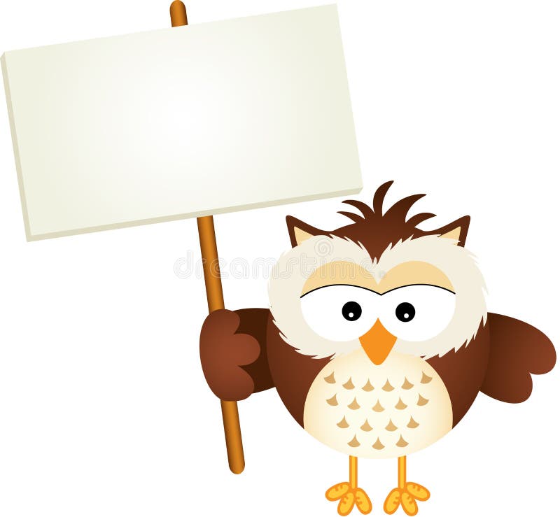 Owl Holding Blank Signboard Stock Vector - Illustration of business ...
