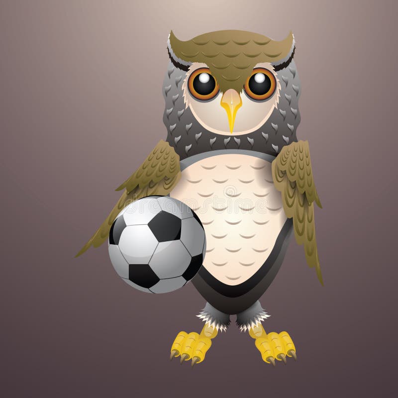Owl Holding Soccer Ball. Vector Illustration Decorative Background ...
