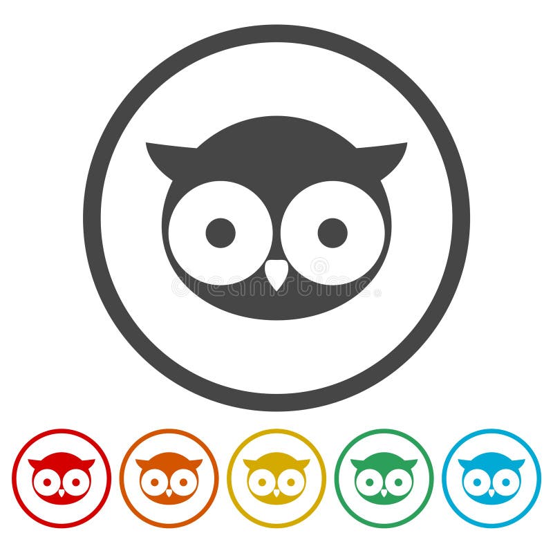 Owl icons set stock vector. Illustration of drawing - 140681915