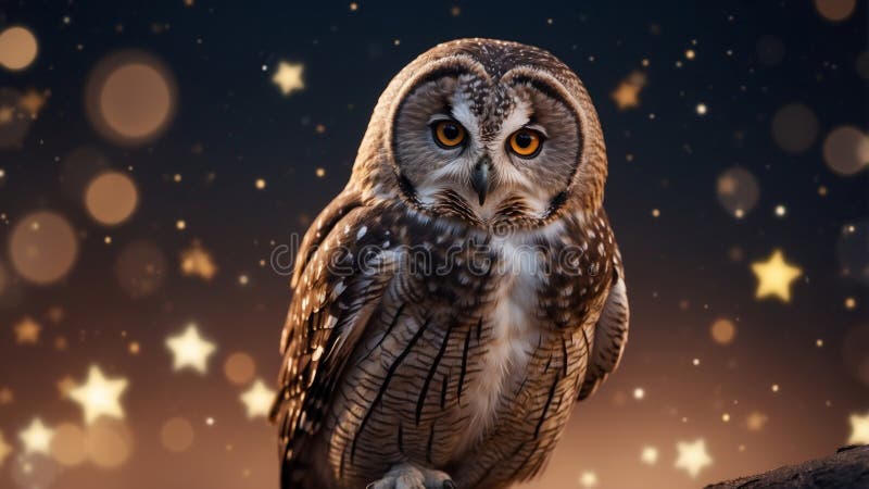 Owl Image with Night Sky and Stars for All Your Designs. Stock Image ...