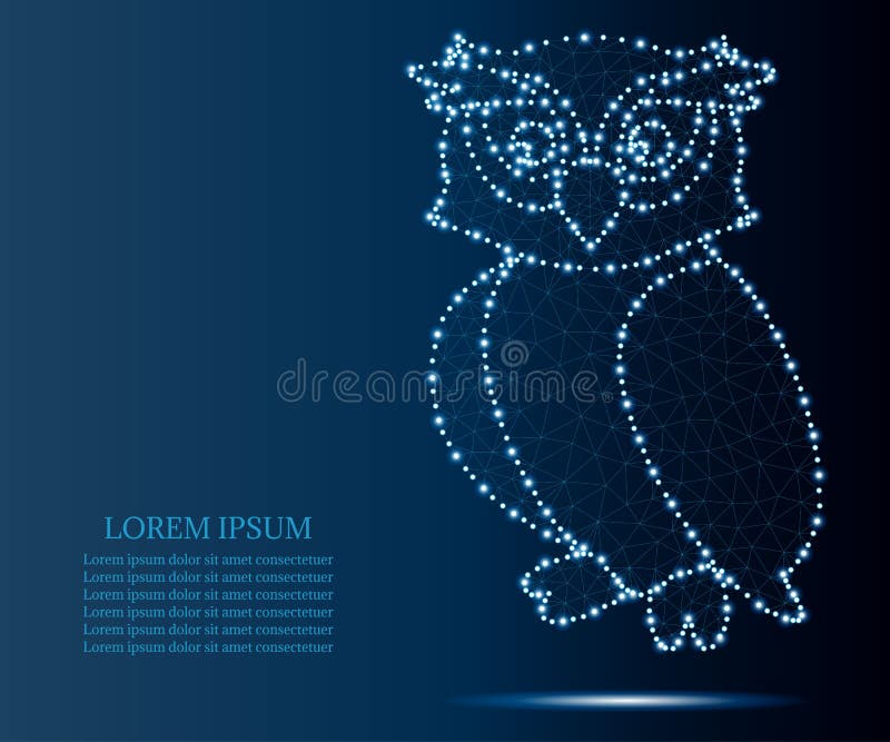 Owl, polygon, blue stars 1 stock vector. Illustration of beak - 114270461