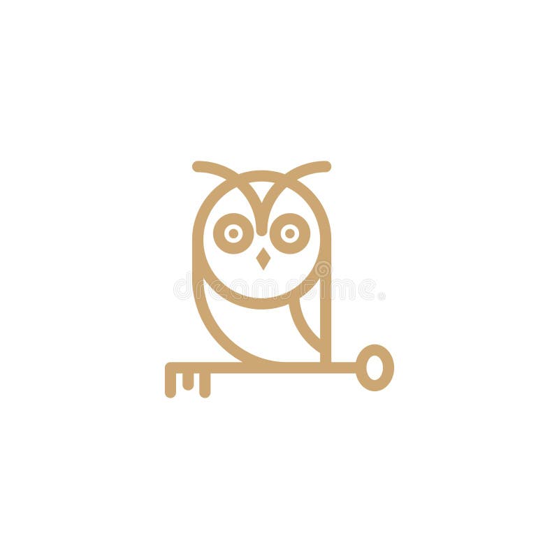 Owl Key Logo or Icon Design Concept. Stock Vector - Illustration of ...