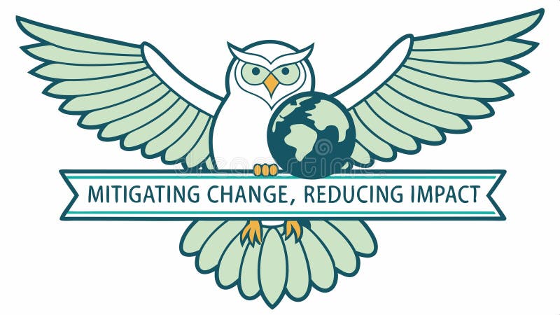Owl Logo with Banner "Mitigating Change", Environmental Theme Vector ...