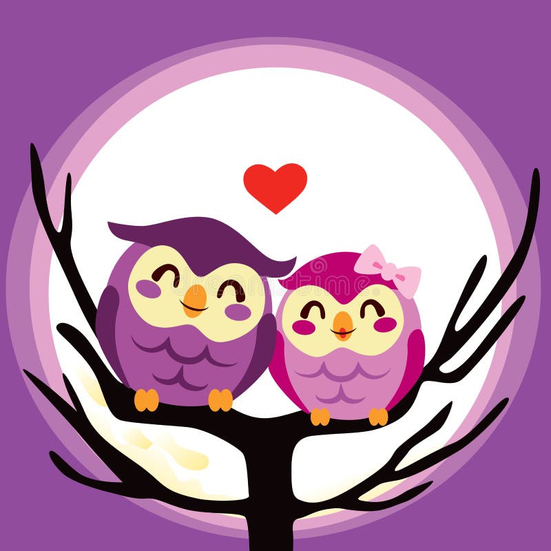 Owl Love Couple stock vector. Illustration of cartoon - 28913118