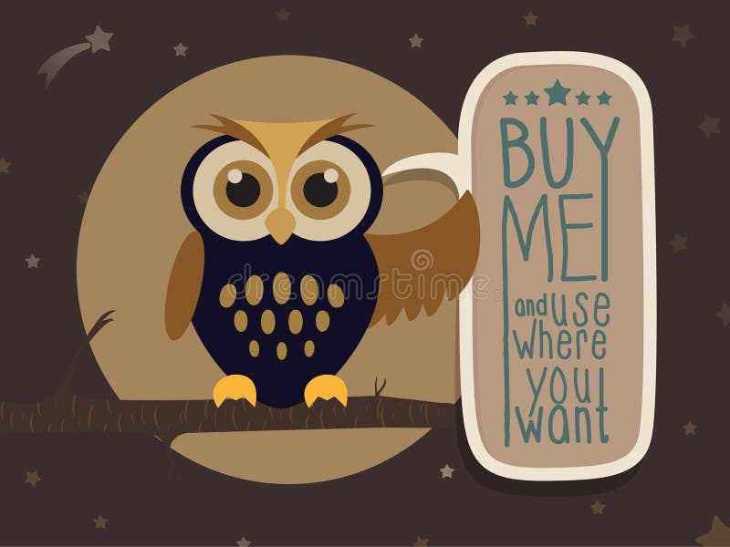 Owl with a message board stock vector. Illustration of brown - 33008075