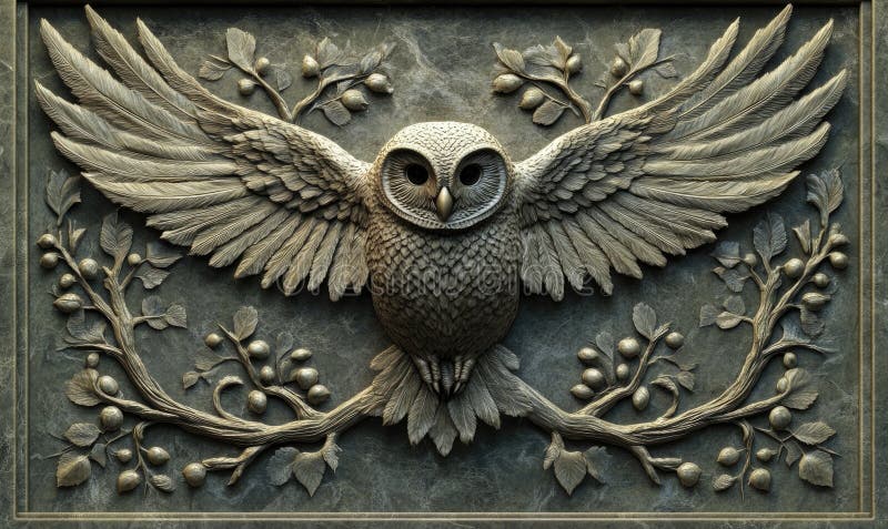 An Owl in Mid-flight, Wings Transforming into Stylized Tree Branches ...