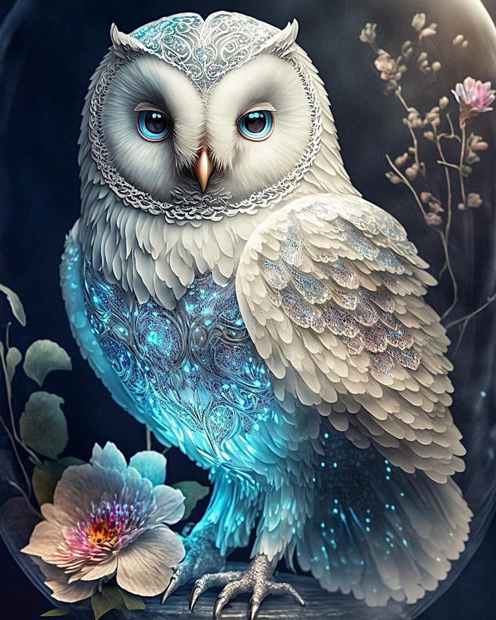 A owl with neon style stock illustration. Illustration of blue - 270890542