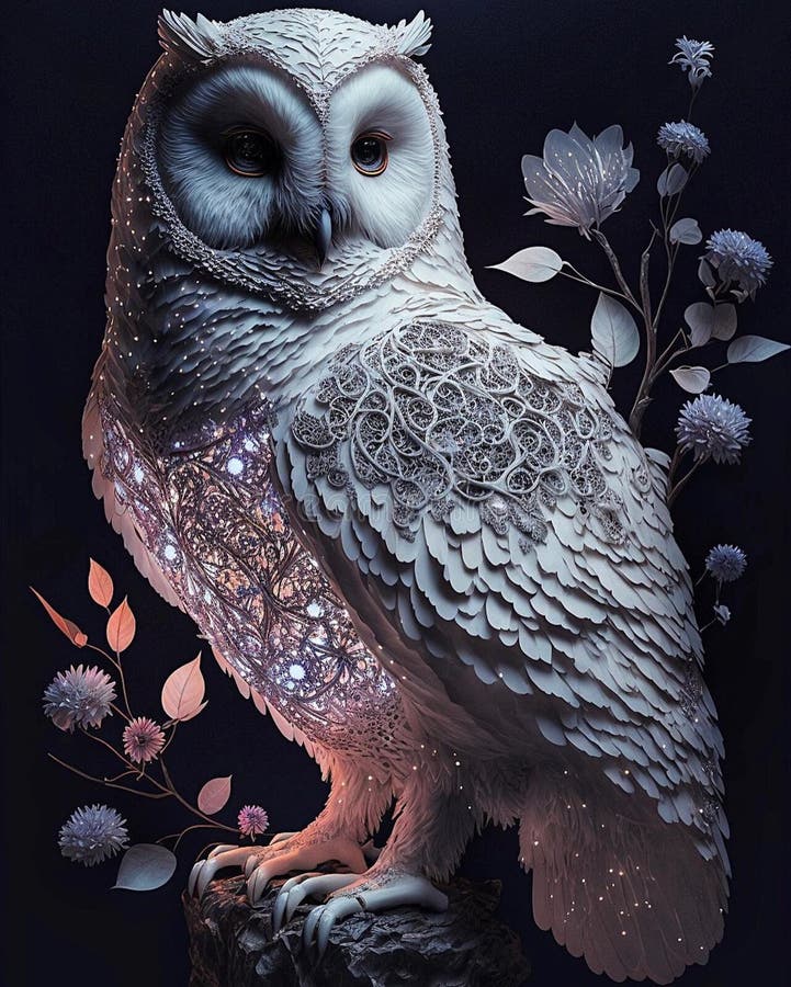 A owl with neon style stock illustration. Illustration of sculpture ...