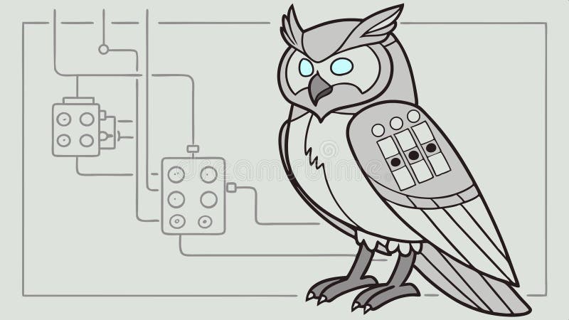 Owl Next To an Electrical Control Panel Illustration Vector Design ...