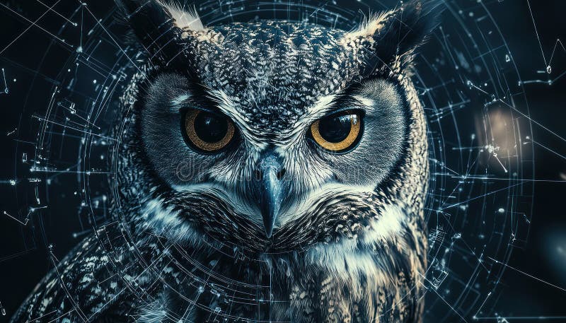 Owl Observing Intricate Celestial Patterns with Keen Intelligence and ...
