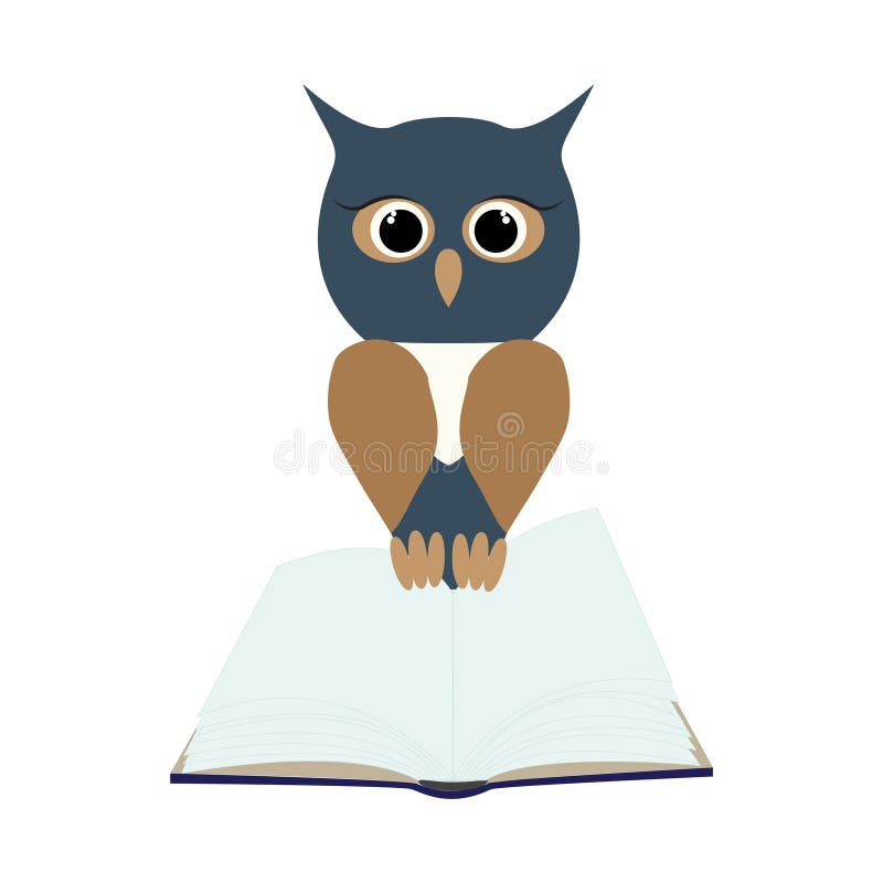 Owl on Open Empty Book. Isolated Owl Character Flat Design Jpeg ...