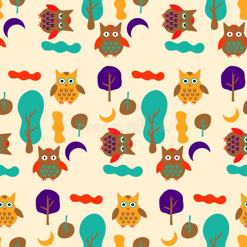 Owl Pattern, Fabric Pattern,cartoon Pattern Backgrounds Stock Vector ...
