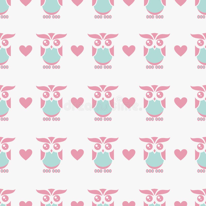 Repeat Cute Owl Character Seamless Pattern Stock Vector - Illustration ...