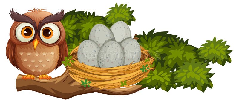 Owl Perching on Tree Branch Stock Vector - Illustration of natural ...