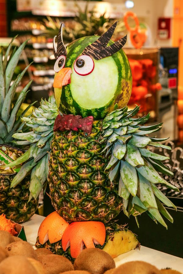 Owl in pineapple stock image. Image of pineapple, fruits - 46136891