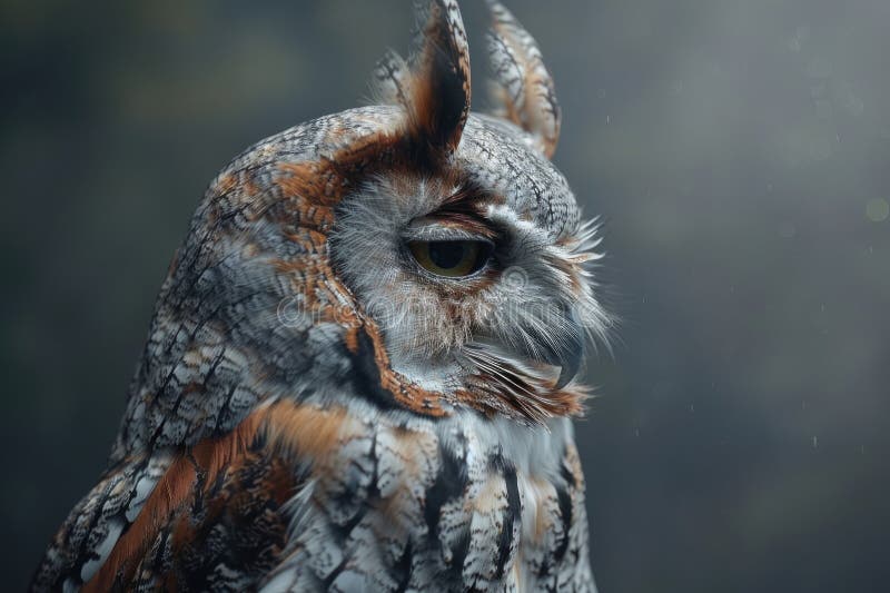 Owl portrait, side view stock illustration. Illustration of beak ...