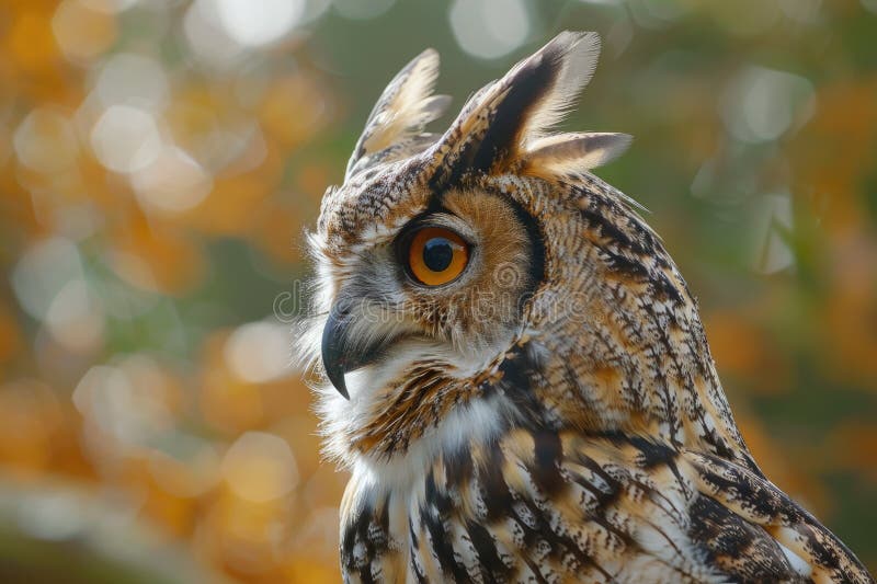 Owl portrait, side view stock illustration. Illustration of carnivorous ...