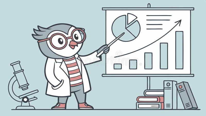 Owl Professor with Chart, Data Presentation Design Element Vector ...