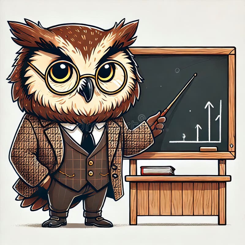 Owl Professor Explaining Concept Stock Illustration - Illustration of ...