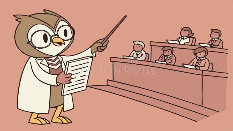 Owl Professor at Podium, Academic Lecture Design Element Vector Design ...