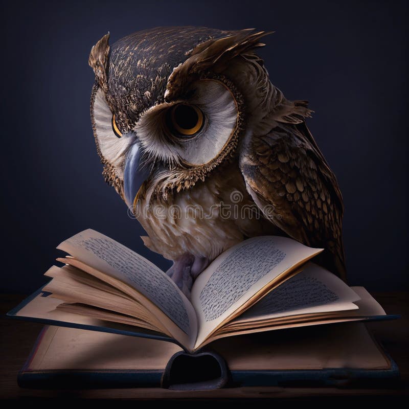 Owl reading a book. stock illustration. Illustration of book - 281436705
