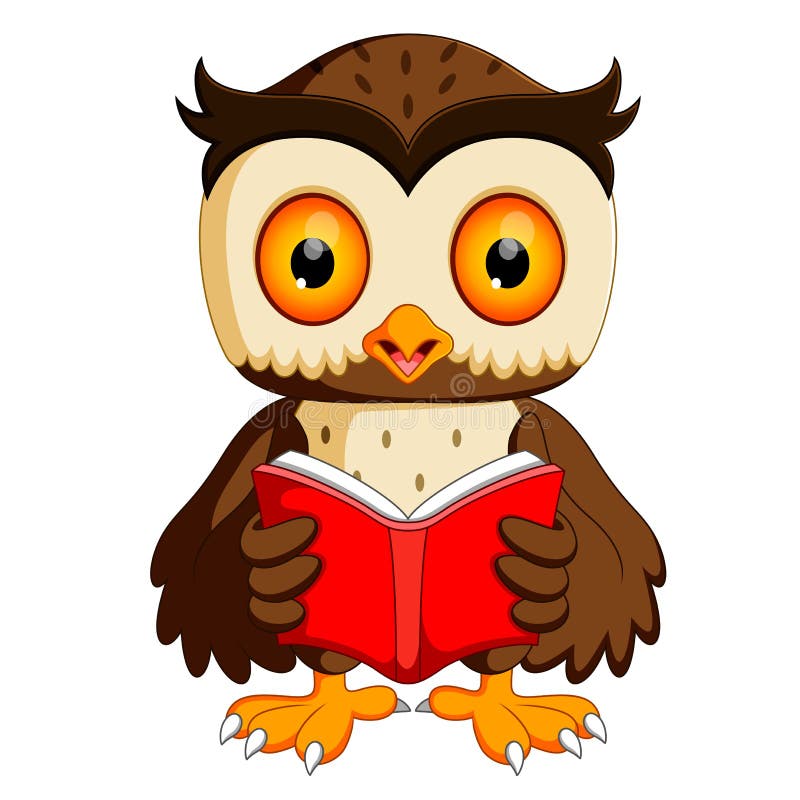 Owl reading book stock vector. Illustration of read, cool - 94998877