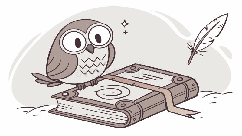 Owl Reading Book with Quill, Wisdom, Education, Writing. Learning Art ...