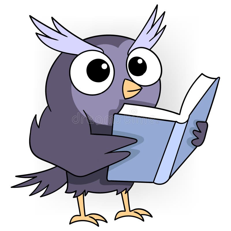 Owl is Reading a Book To Increase Knowledge Stock Illustration ...