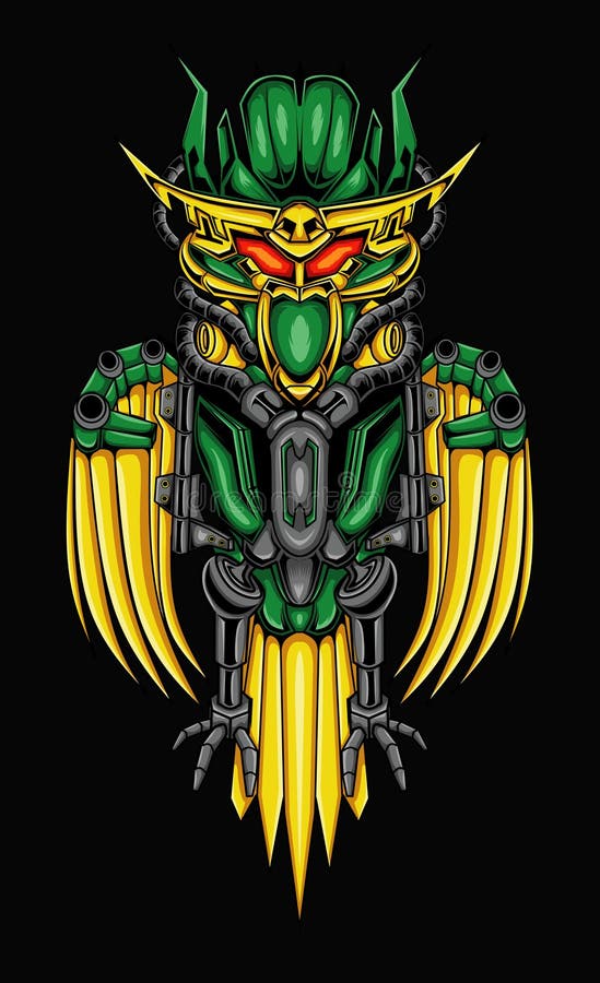 Owl Robotic Cyborg Style Illustration Stock Vector - Illustration of ...