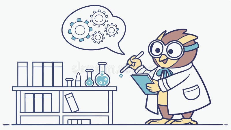 Owl Scientist at Lab Bench, Scientific Workplace Design Vector Design ...