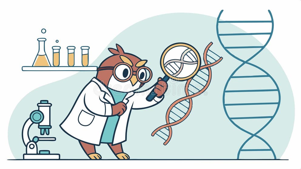 Owl Scientist with Microscope, Lab Research Design Element Vector ...