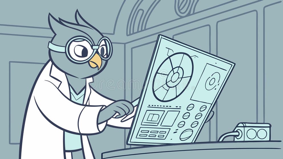 Owl Scientist with Tablet, Modern Research Tool Design Vector Design ...