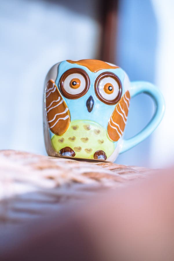 Owl Shape Coffee Mug - Handmade Household Item, Kitchenware Stock Photo ...