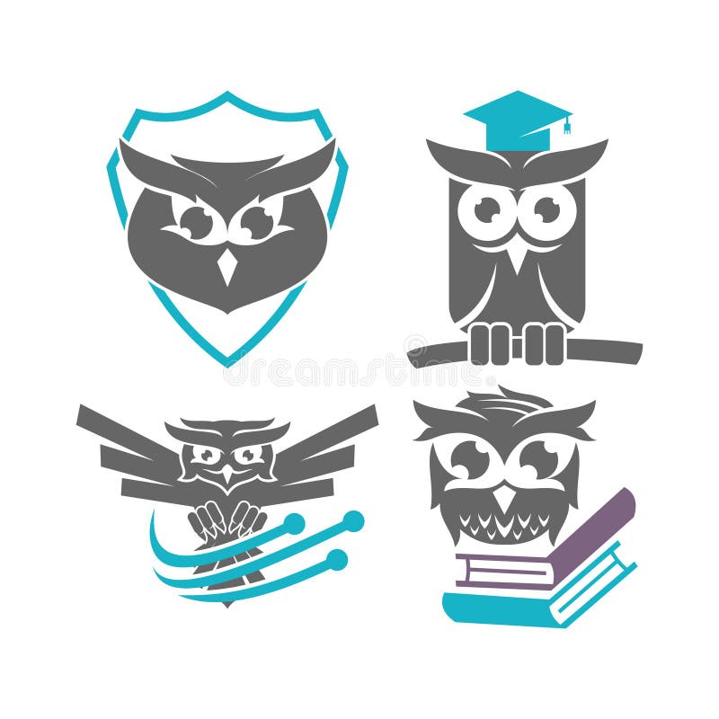 Owl Wisdom Vector Logo Design Stock Illustration - Illustration of flat ...