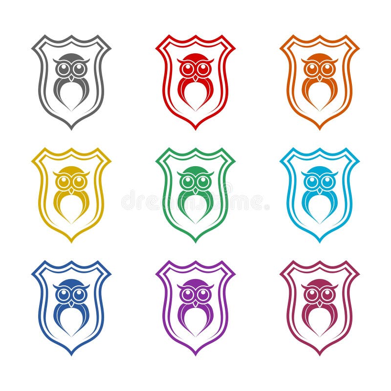 Owl Shield Icon Isolated on White Background. Set Icons Colorful Stock ...