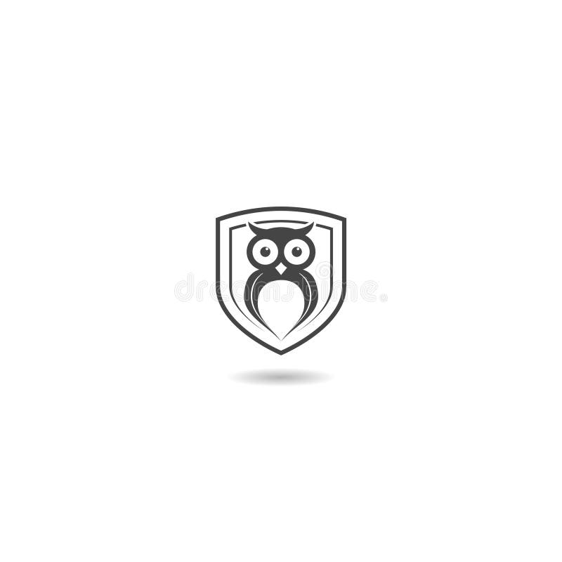 Owl Shield Icon with Shadow Stock Vector - Illustration of glaze, logo ...
