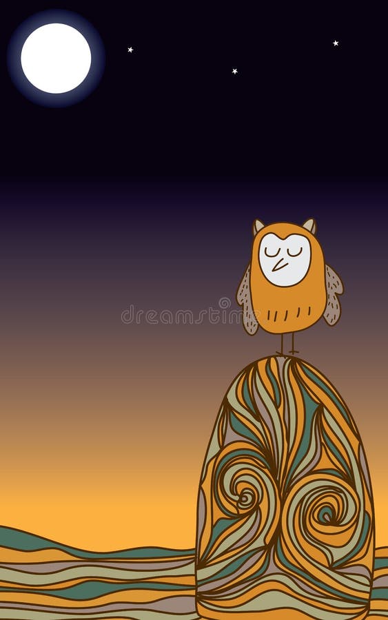 Silent Night, Moonlit Night Stock Illustration - Illustration of calm ...