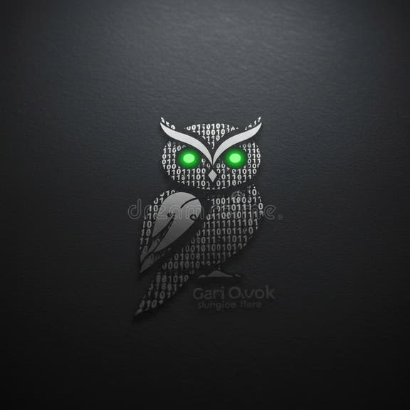 An Owl Silhouette is Formed with Binary Code (0s and 1s) on a Dark ...